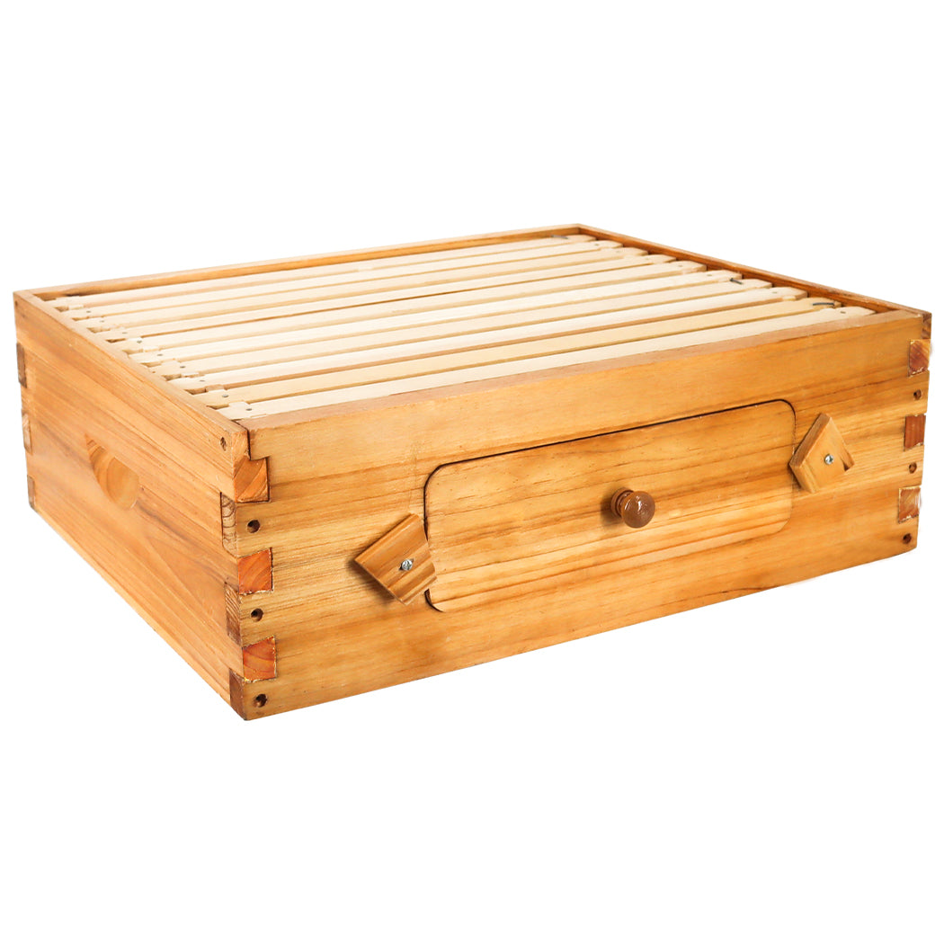 10 Frame Wax-coated Super Bee Box With Removable Window Beehive Box Wi ...