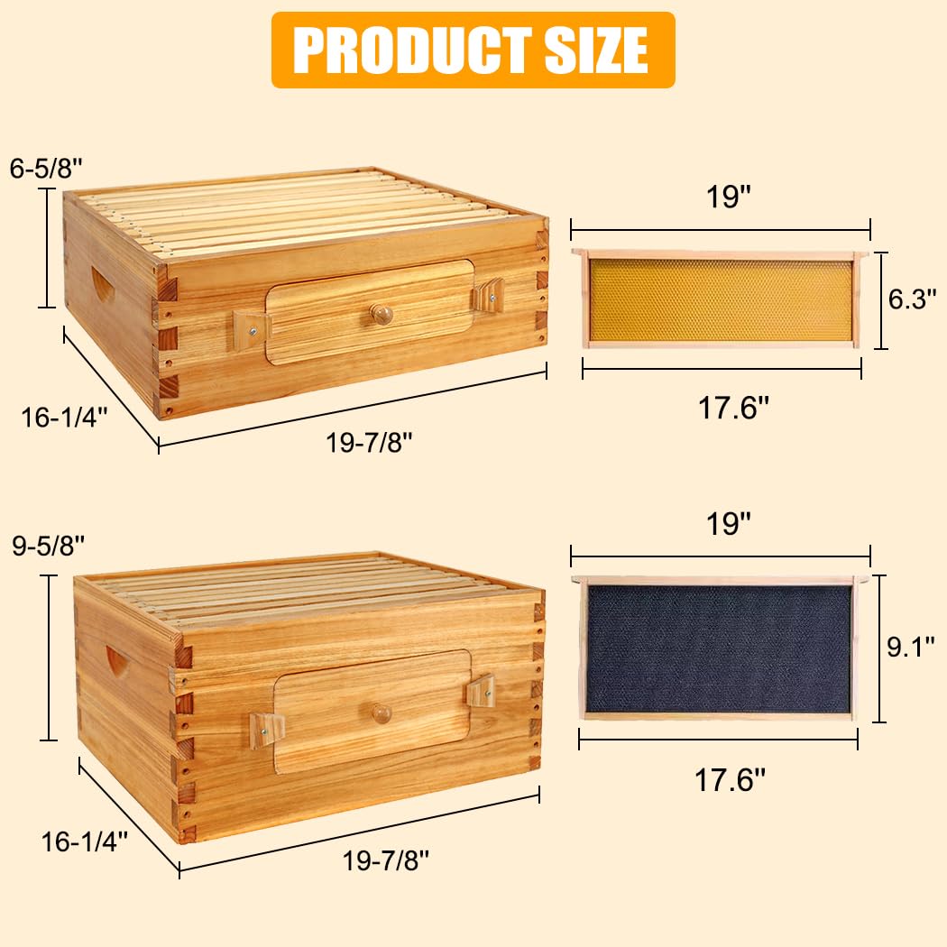 BeeCastle Hives 10 Frame 3 Layer Wax Coated Cedar Wood Beehive Kit wit