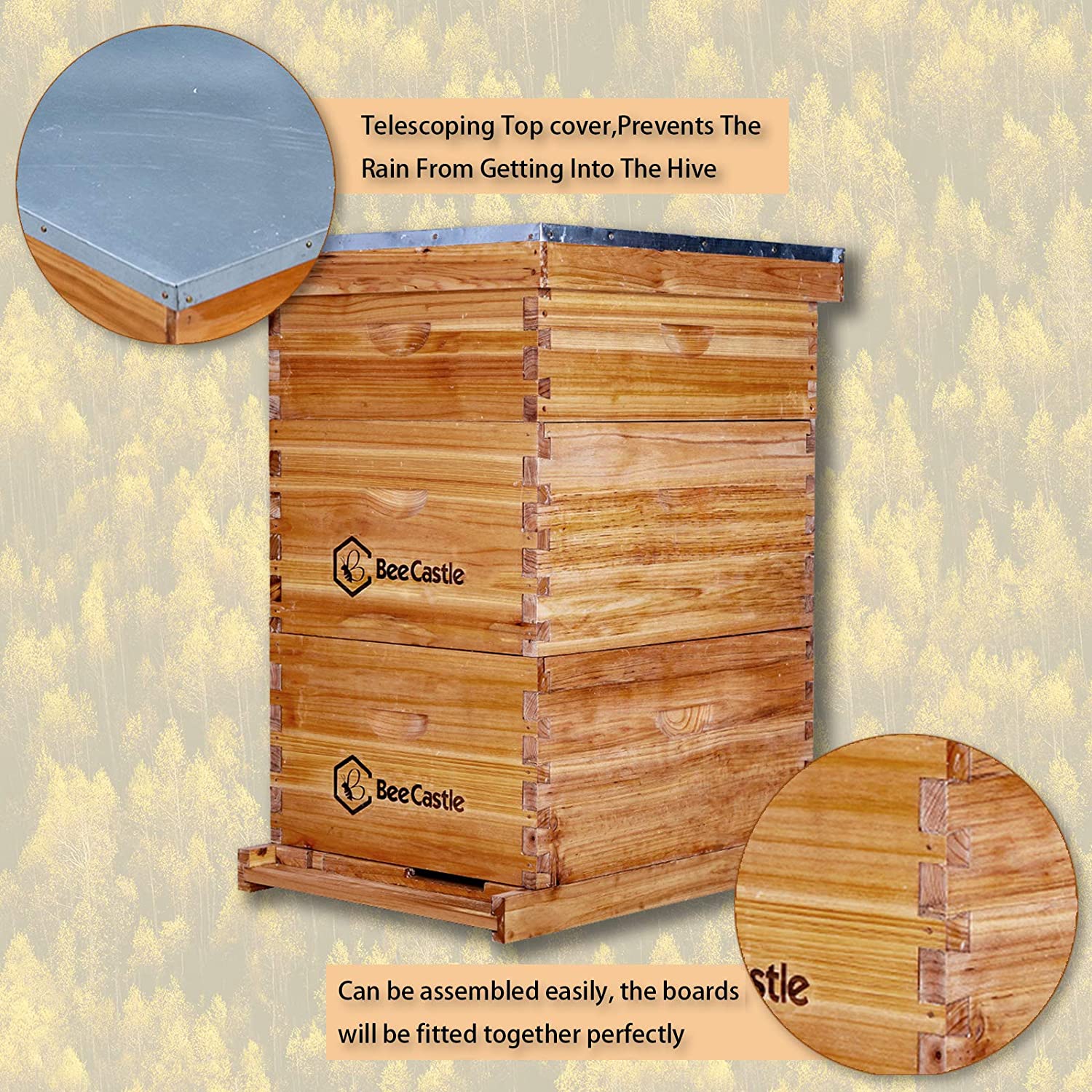 BeeCastle Hives 10 Frame 3 Layer Wax Coat Beehive | Free Shipping